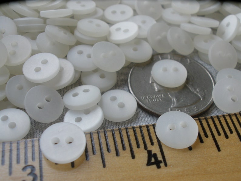 Tiny Frost White Buttons Flatback Jewelry Clasp 24 Plastic 3/8" 16L 2 ...