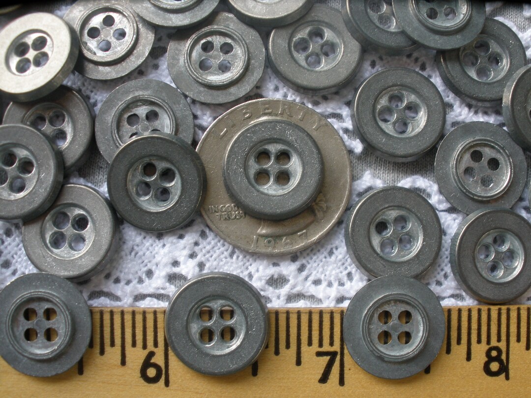 Industrial Matte Dull Silver Color Shirt Buttons 24L 15mm 5/8" 4 Hole ...
