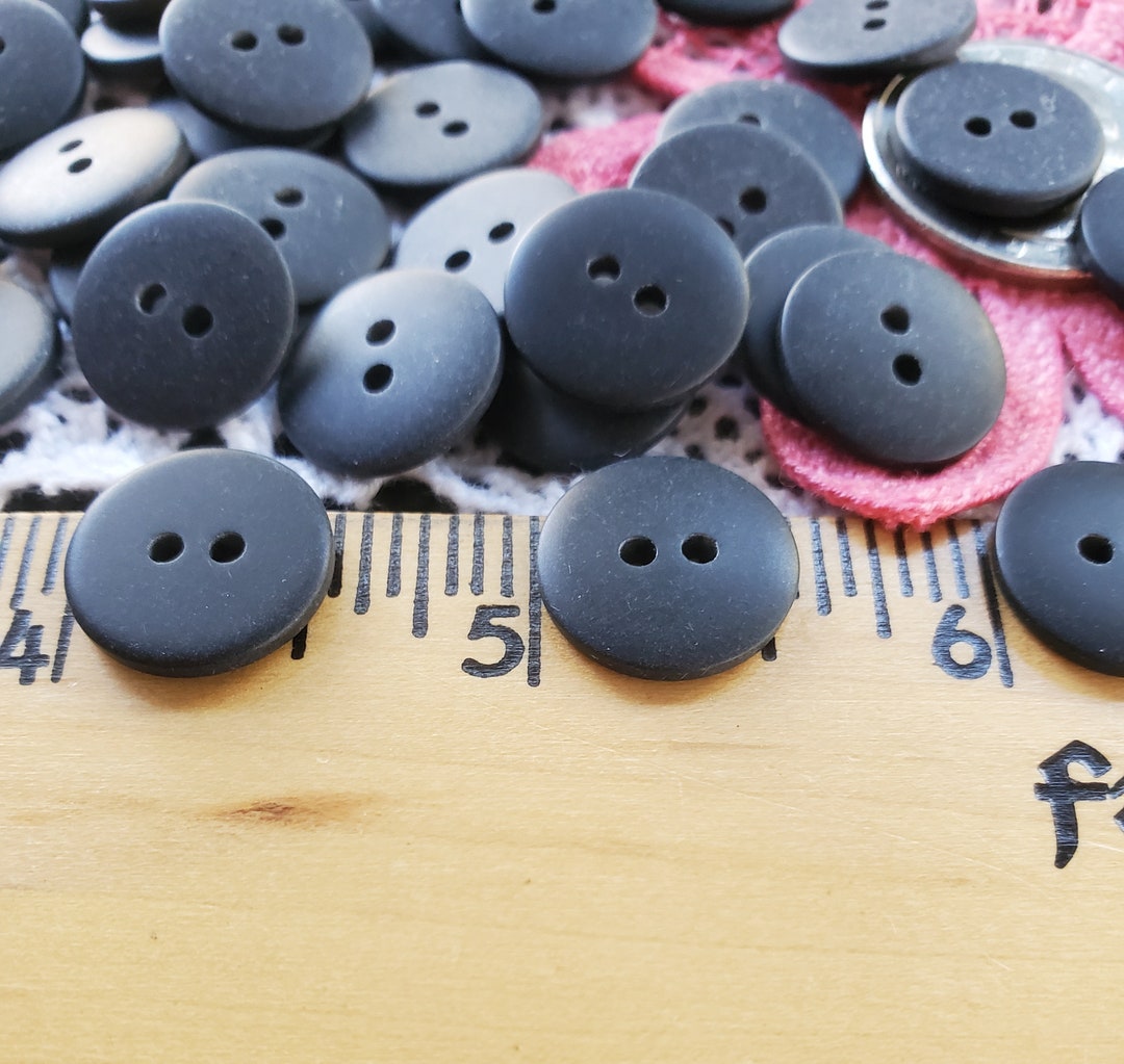 14.5MM Matte Black Buttons 48 Plastic 7/16" 22L 23L 2-hole Sew on ...