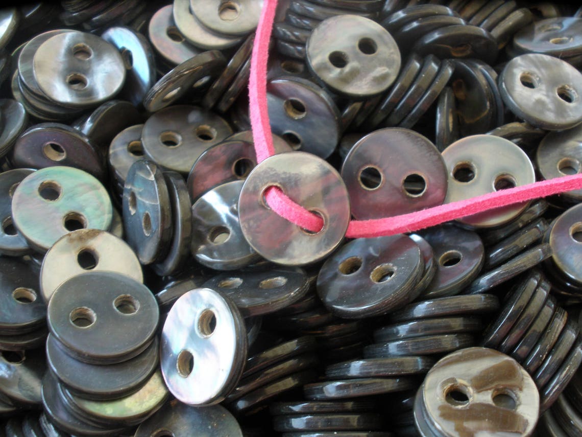 Large Holes Flat Thick Gray Smoke MOP Pearl Buttons 14mm | Etsy