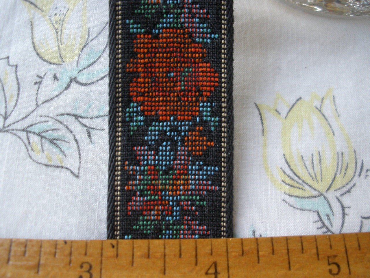 Floral Woven Ribbon Embroidered Jacquard trim 1 25mm | Etsy