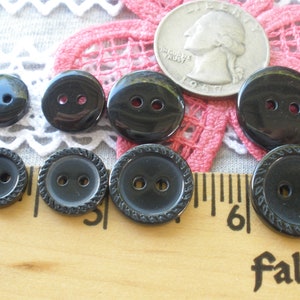 48 Black Textured Rim 2-hole Plastic Buttons Choose 18L 20L 24L or 28L ...