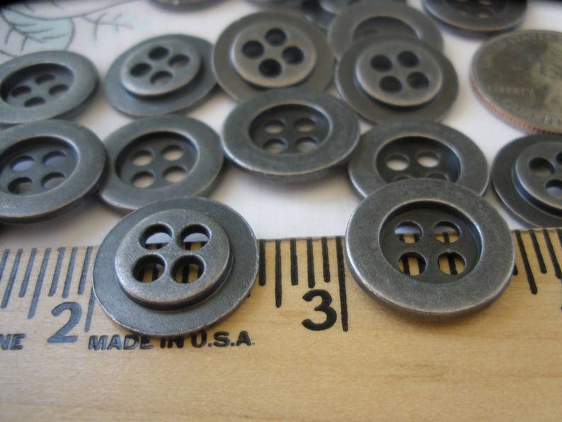 Antique Silver Shirt Buttons Industrial Pewter 28L 17.5mm | Etsy