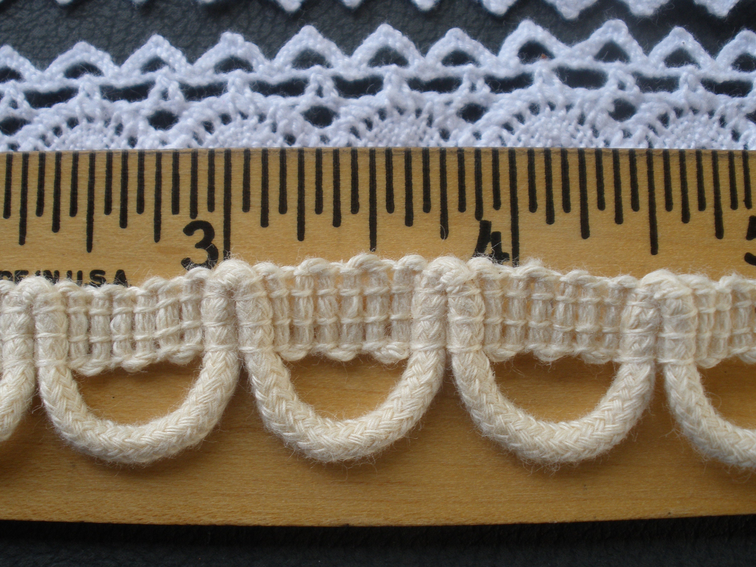 5 or 25 Yard Hanks Ecru Cotton Loop Trim 3/4" Wide BTY Button Loop ...