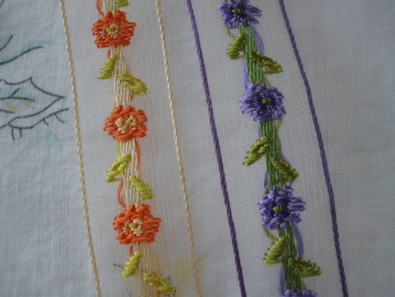 Embroidered Organza Ribbon Peach or Purple Flowers 20MM - Etsy