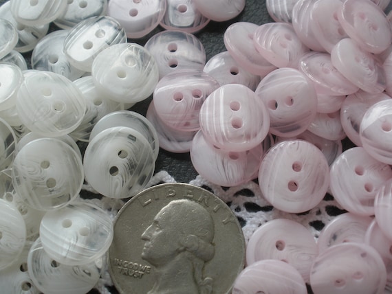 36 Cool Clear & Pink or White Textured Buttons 1/2 20L | Etsy