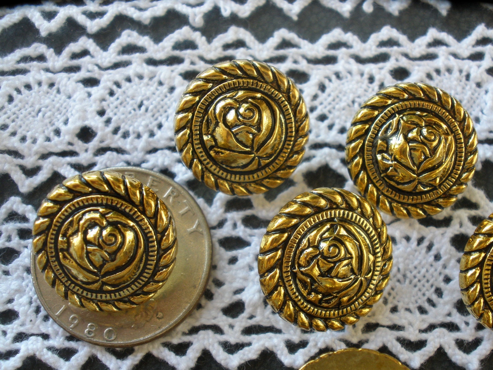 Fancy Carved Look Rose & Rope Shank Buttons Antique Gold Color - Etsy