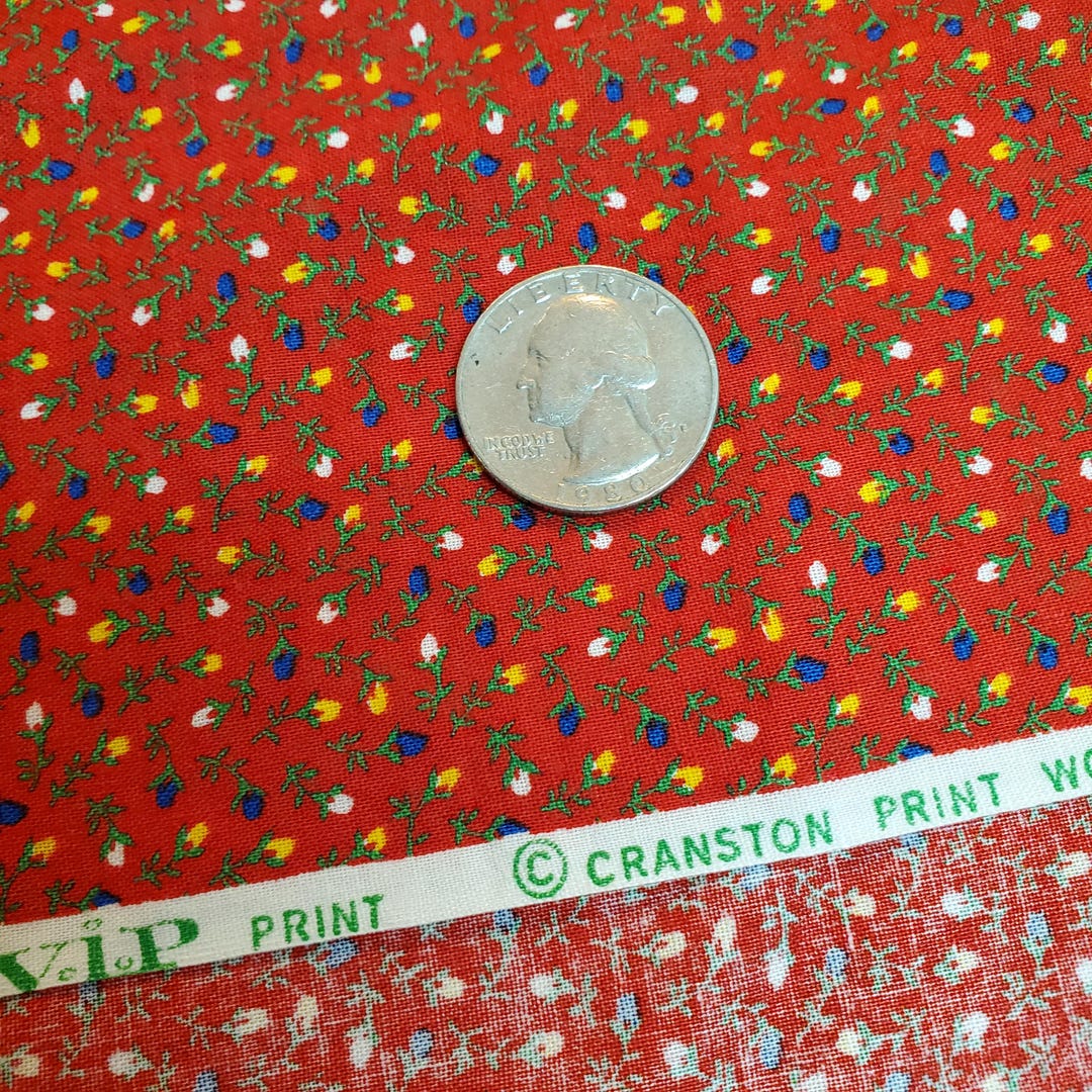 Fab Vintage Cranston Calico Tiny Flowers Cotton Quilt Fabric Remnant ...