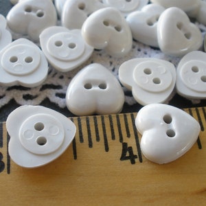 Shiny White Heart Buttons 13MM 2-hole Sew-on Sewing 20L 1/2" Crafts ...