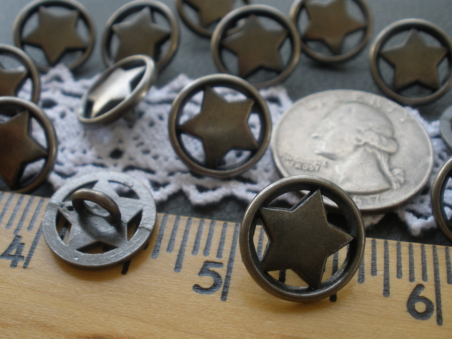 Star Buttons Dull Silver Color Cut Out Metal Shank Size 24L (5/8" 15MM ...