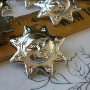 Celestial Sun Face Buttons Silver Color Metallic Plastic 35MM Shank 55L ...