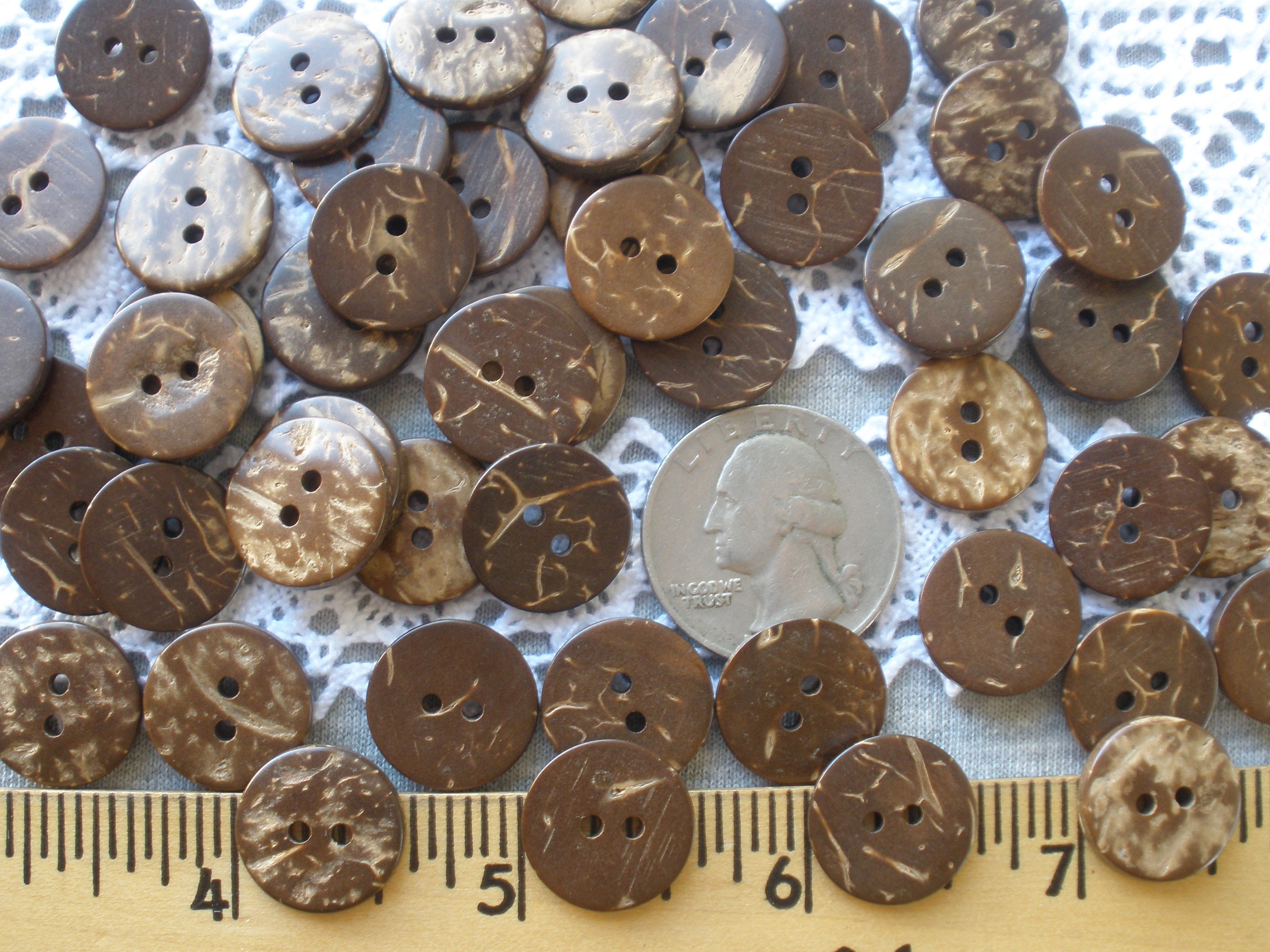 15MM Dark Brown Flat Coconut Shell Buttons 24L Knit Crochet - Etsy