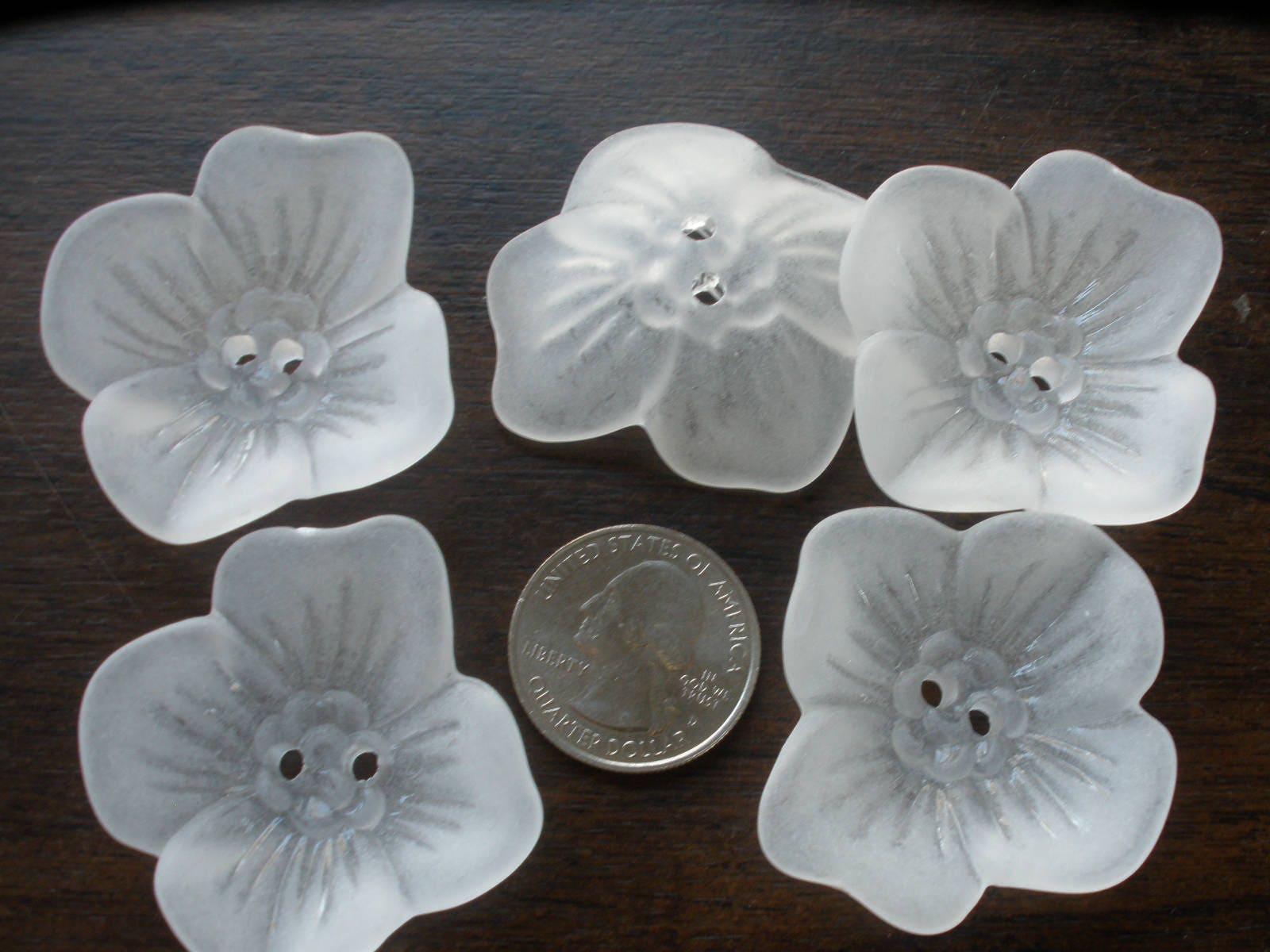 45MM Frosted Acrylic 3D Flower Buttons Art Deco 1.75" 70L Bridal ...