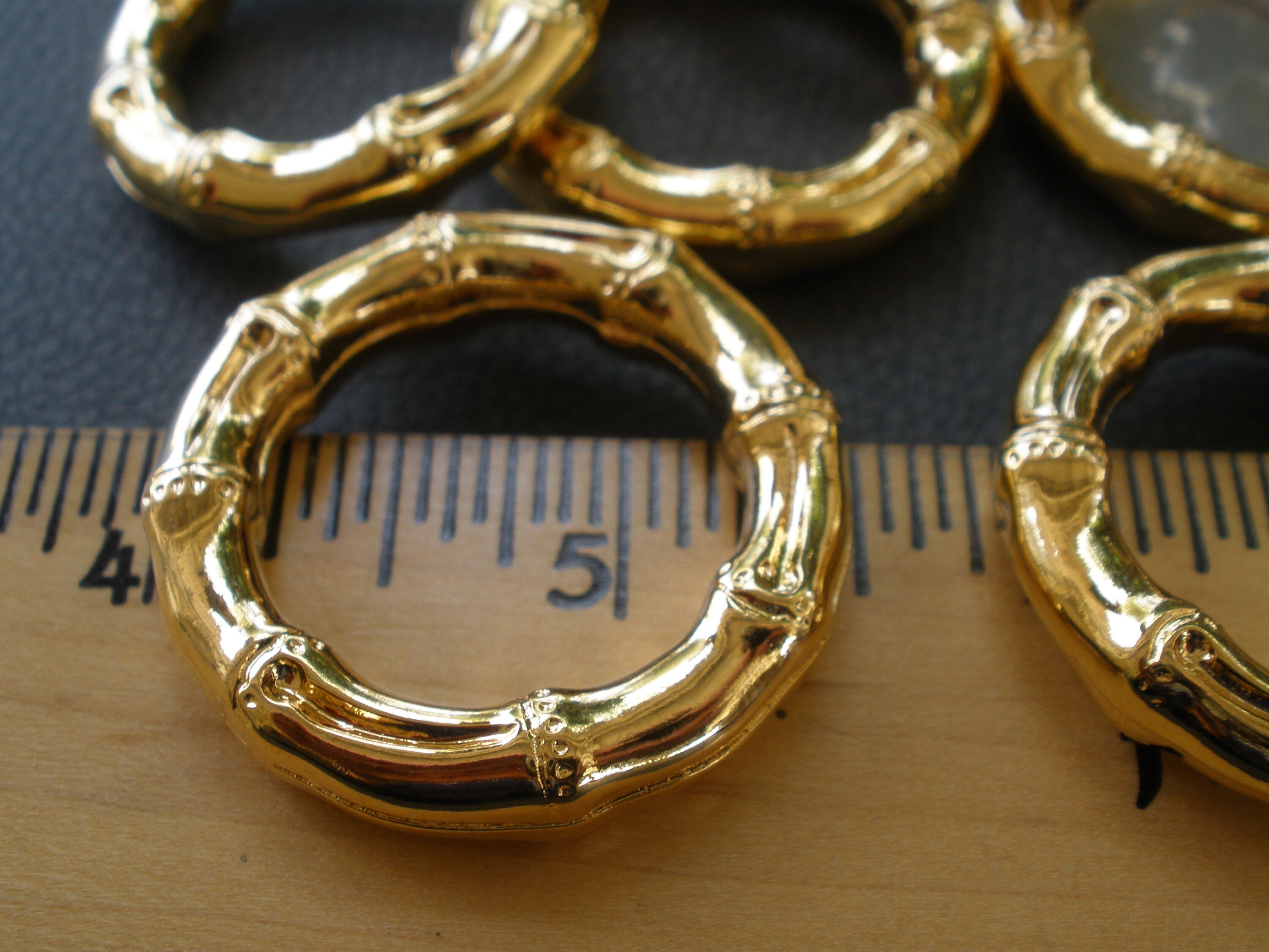 Hollow Gold Color Macrame Rings 1.5 bamboo shape | Etsy