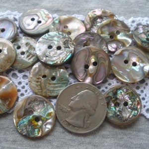 20MM Abalone Shell Buttons Natural 13/16" 32L Pearly Rainbow MOP Sewing ...