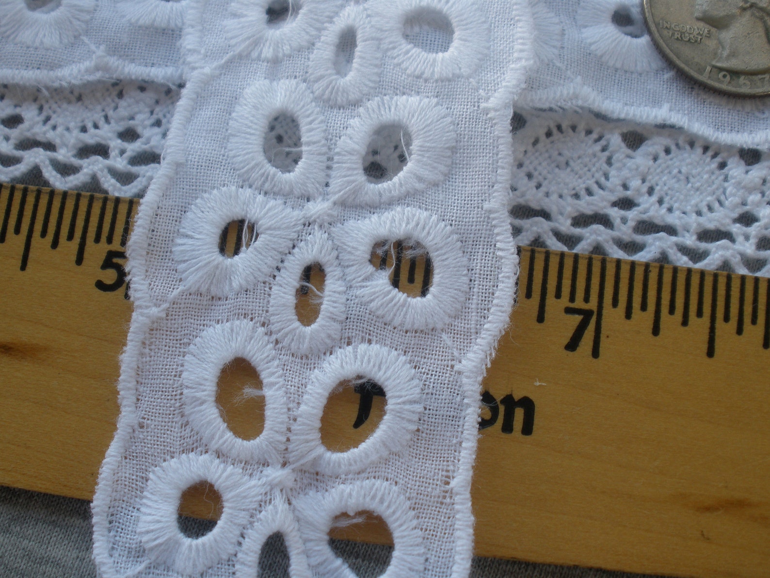 Embroidered Eyelet Trim Bright White Scallop Edging 1 - Etsy
