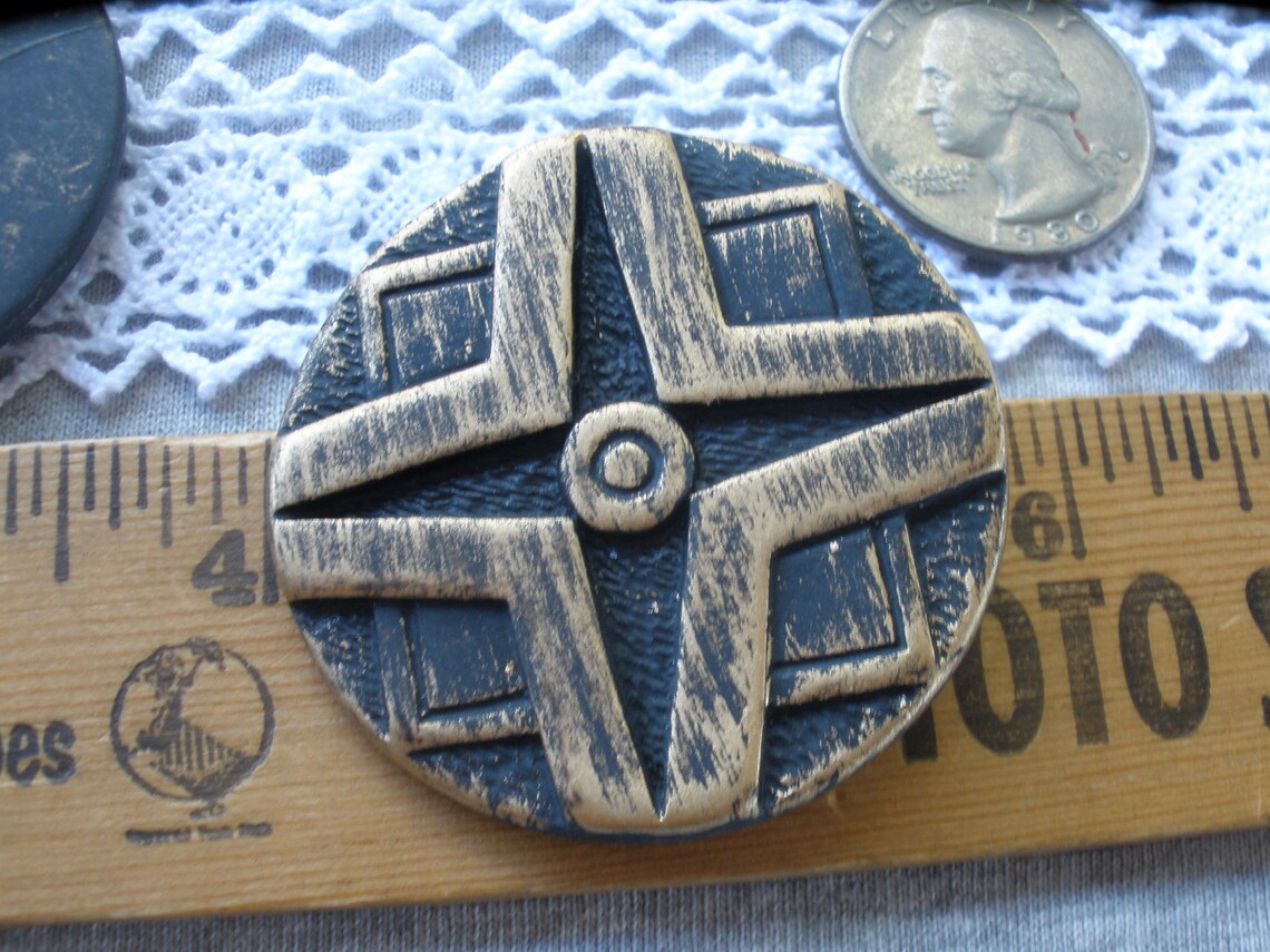 Tribal Mystical Extra Large Shank Button 44MM Gold & Black 1.75" Size ...