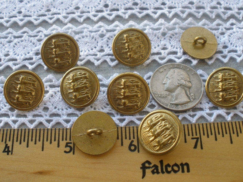 Three Lions 18MM Metal Buttons Rustic Matte Gold Gilt Color 11/16" 28L ...