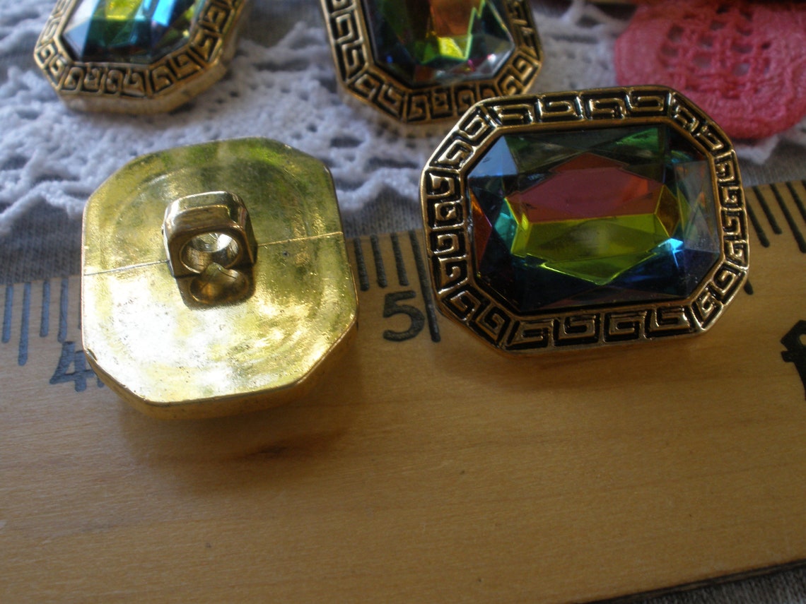 Colorful Gem Shape Rhinestone Gold Plastic Shank Buttons - Etsy