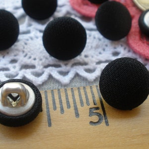 11MM Tuxedo Buttons Black Knit Fabric Cover Buttons 9 Each 7/16" Cloth ...