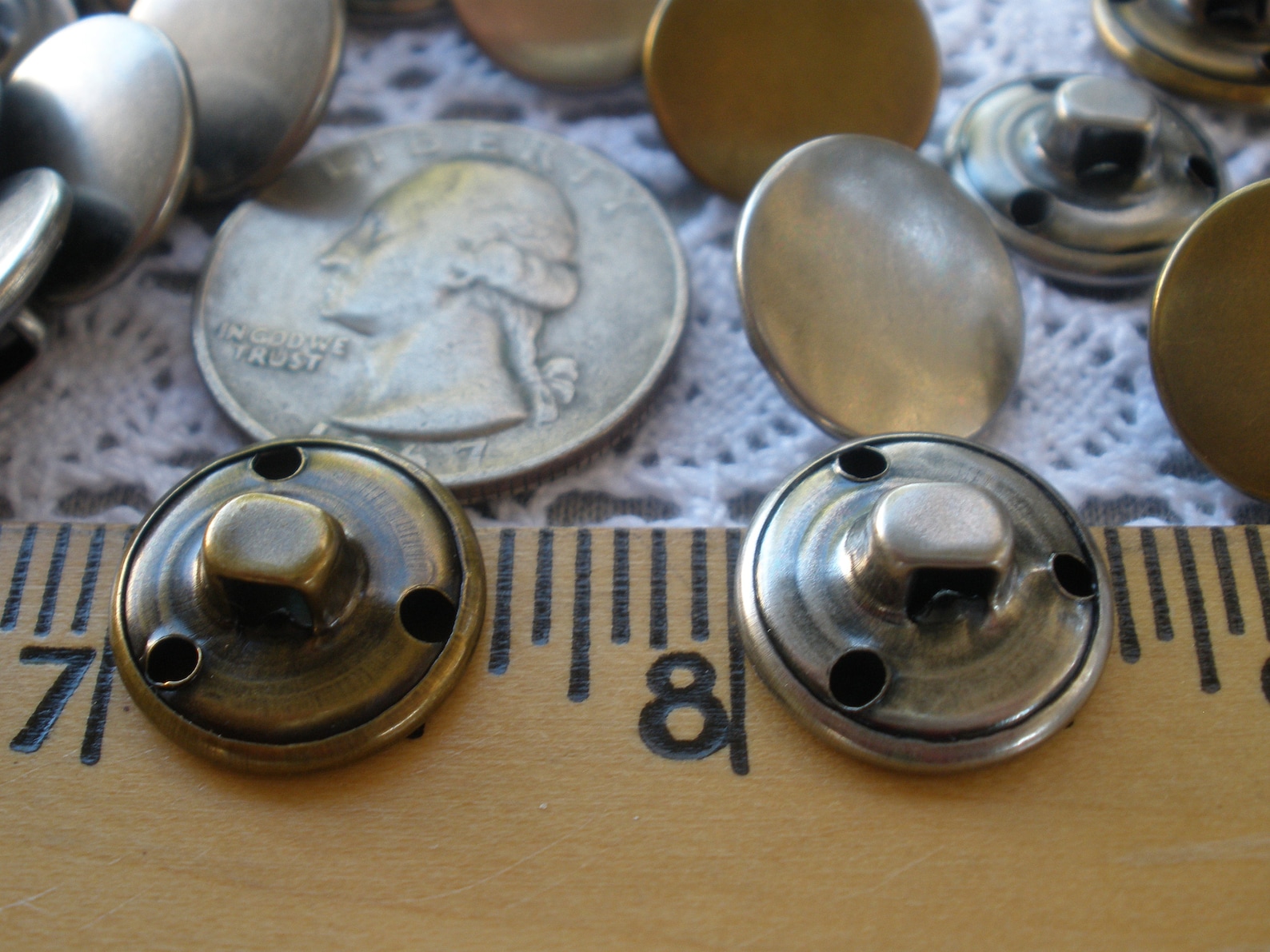 15MM Antique Silver or Bronze Shirt Buttons Flat Front Shank Hollow ...