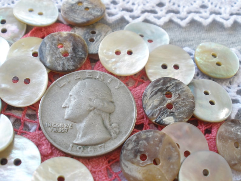 1 Gross 14MM Real Shell Buttons Natural MOP 22L 9/16" Pearly White ...