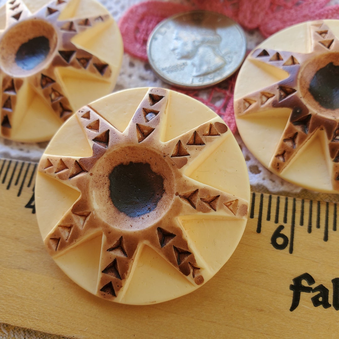 Tribal Mystical Extra Large Shank Button 44MM Cream & Brown 1.75" Size ...