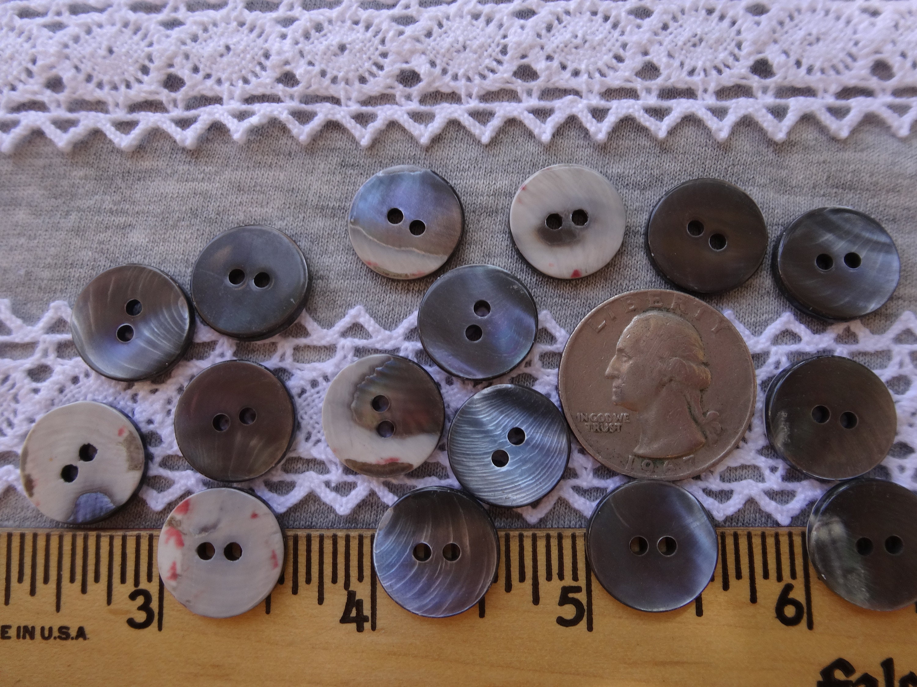 Thick Gray Smoke Trocas Shell Buttons 15mm 23L MOP Sewing 2 Hole Sew on ...