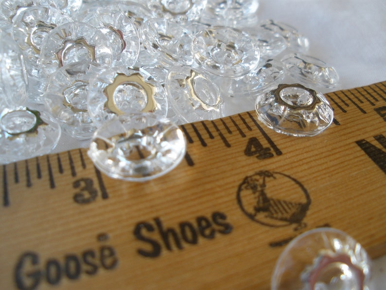 Clear Buttons 1/2" (13MM 20L) 2 Hole Acrylic Plastic Silver Sunburst ...