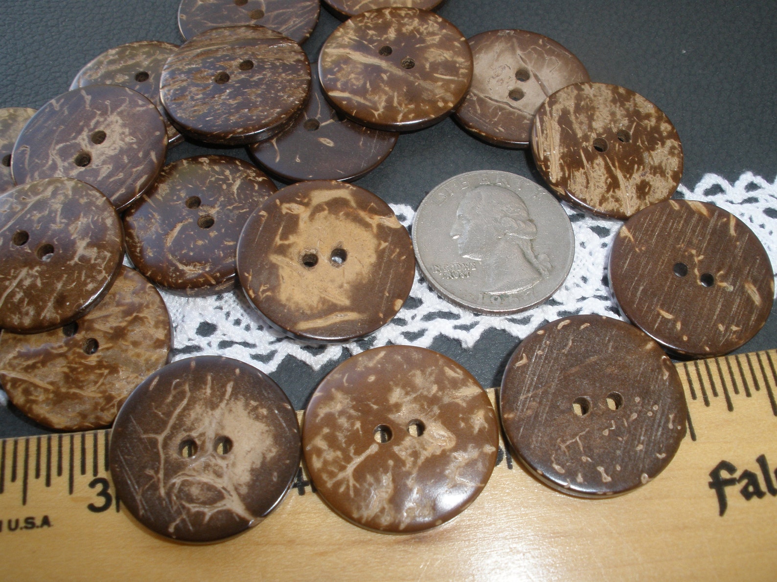 25MM Dark Brown Flat Coconut Shell Buttons 40L 1 Inch Embellish Knit ...