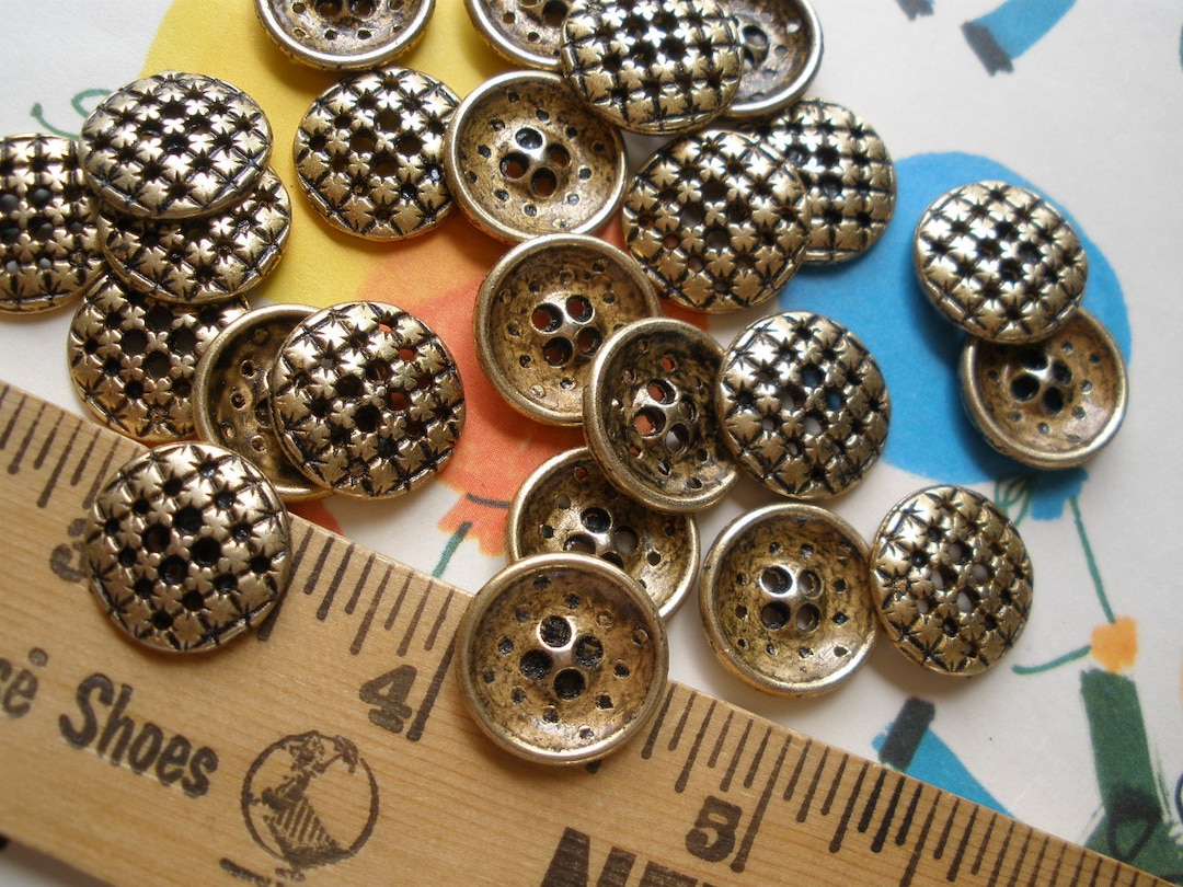 Steampunk Cool Buttons 24L Pierced Metal Brass/gold Starburst Size (5/8 ...