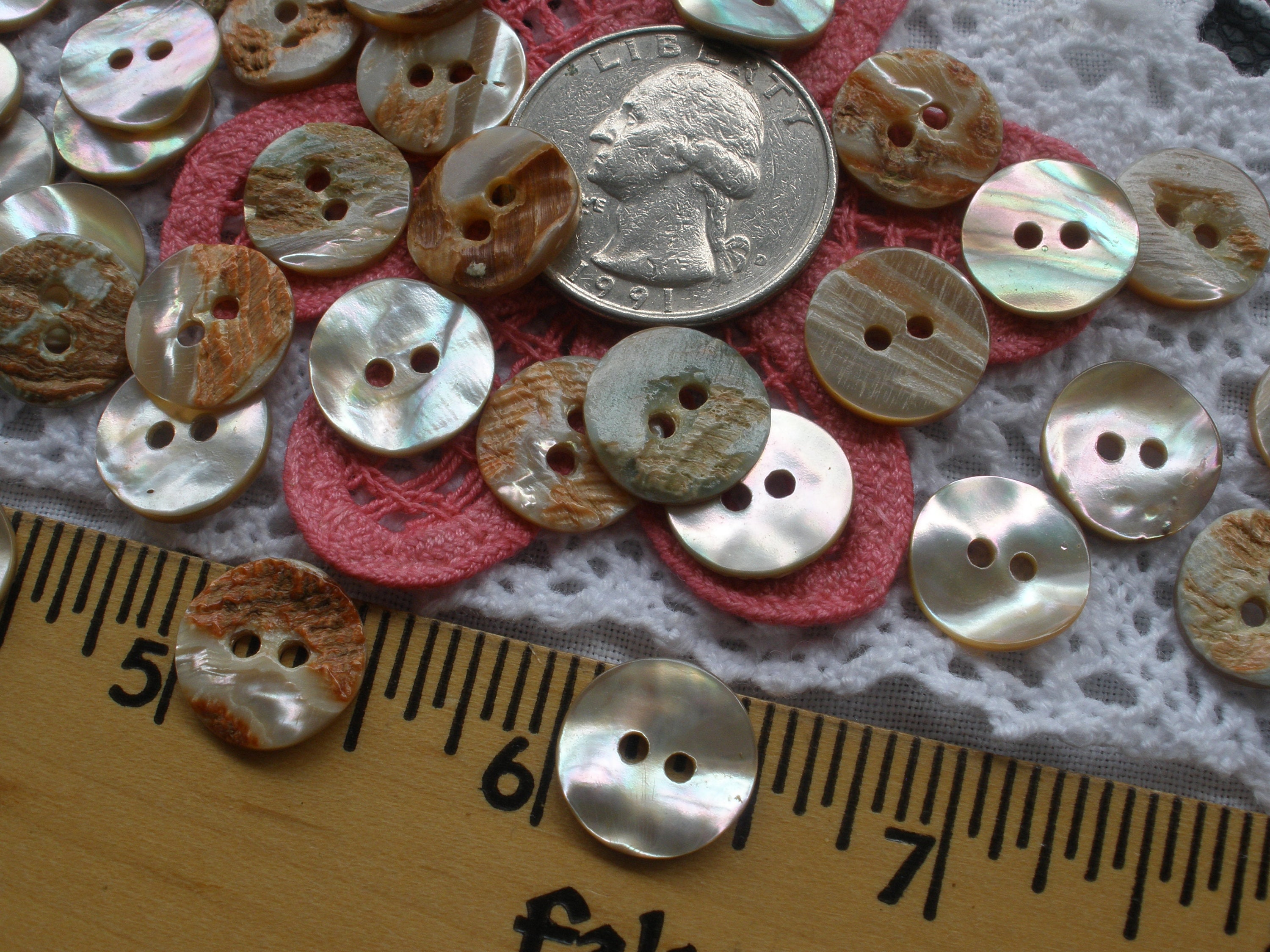 13MM Red Abalone Shell Buttons Natural 1/2" 20L Pearly Rose Rainbow MOP ...