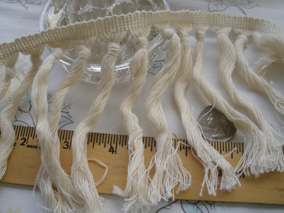 Boho Macrame Fringe Trim 4.5" Cotton Blend Antique White Knotted Fringe ...