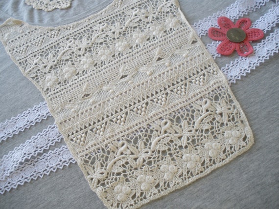 Large Boho Floral Embroidered Lace Neckline Applique - Etsy
