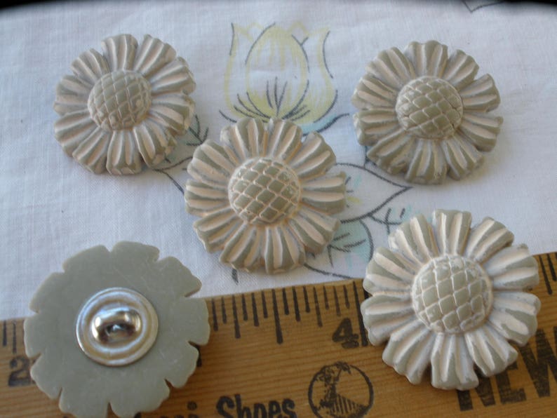 Carved Flower Shank Buttons Palest Pink on Putty 45L 28mm | Etsy