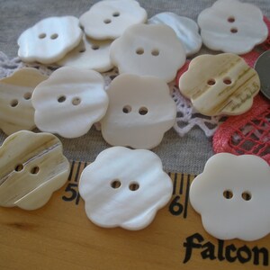 Flower Shape MOP Buttons Classic 22MM Polished White Real Shell 36L 7/8 ...