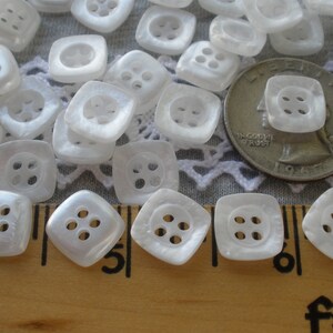 Little Square Shirt Buttons 12MM Pearlescent White Plastic 4-hole Sew ...