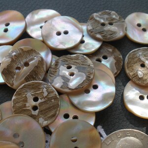 5 Gross Champagne Lustre Real Wavy Shell Buttons 11/16 28L MOP Natural ...