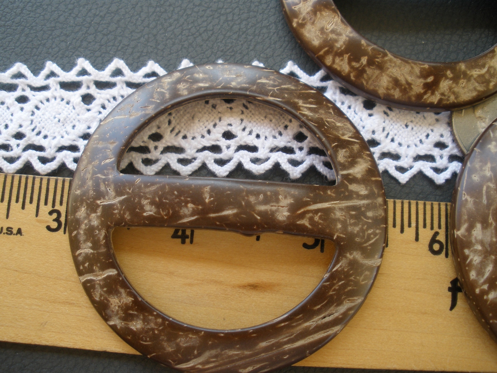 Medium Coconut Shell Buckle Slider Sarong Pareo Tie Round 1 5/8" Inside ...