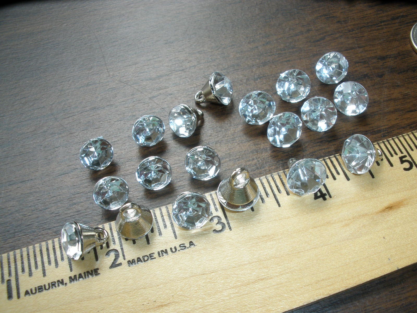 Diamond Cut Acrylic Rhinestone Buttons 9MM or 10mm Faceted Clear ...