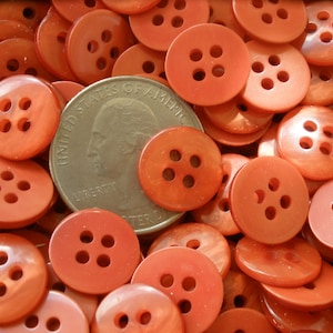 Burnt Orange Buttons Craft Stash Shirt 1/2" (13MM 20L) Pearlized ...