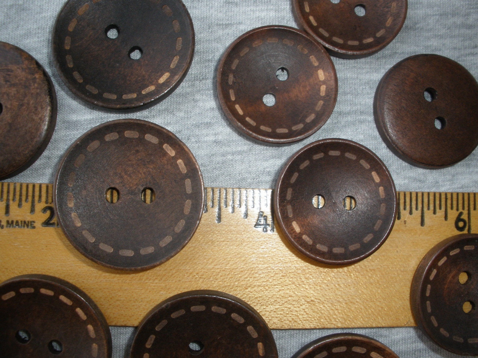 30MM Stitched Wood Coat Buttons Sew-on Dark Stain Finish | Etsy