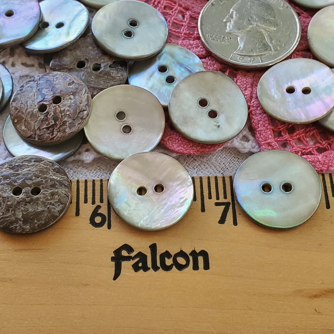 Rainbow Smoke Real Shell Buttons MOP 17.5mm 11/16" Size 28L 2 Hole Sew ...