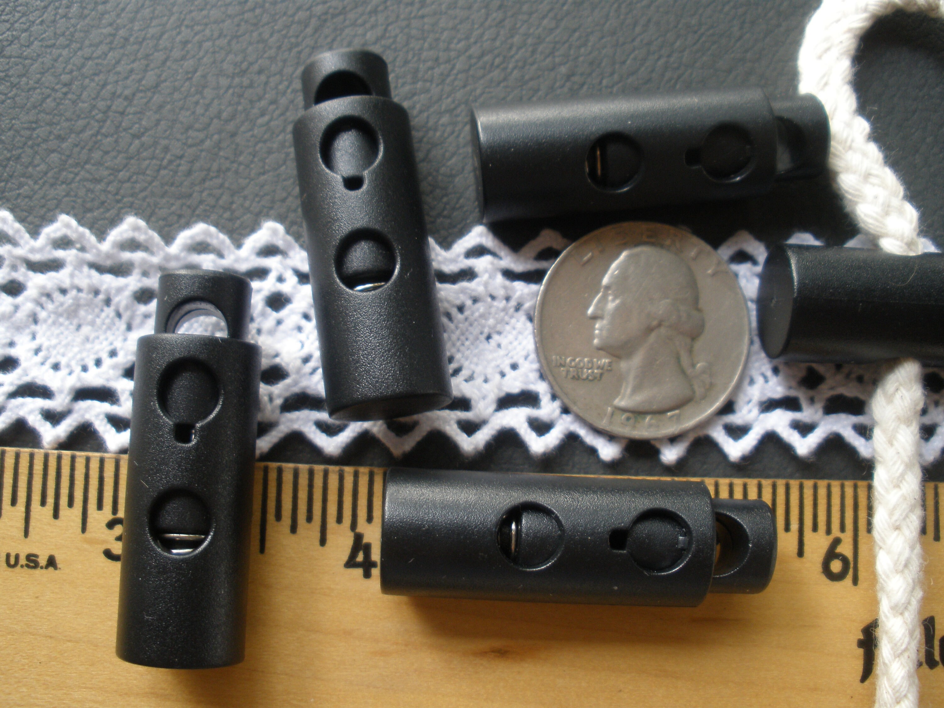 Double Cord Stops Black Round cord locks Barrel Toggles 40MM | Etsy