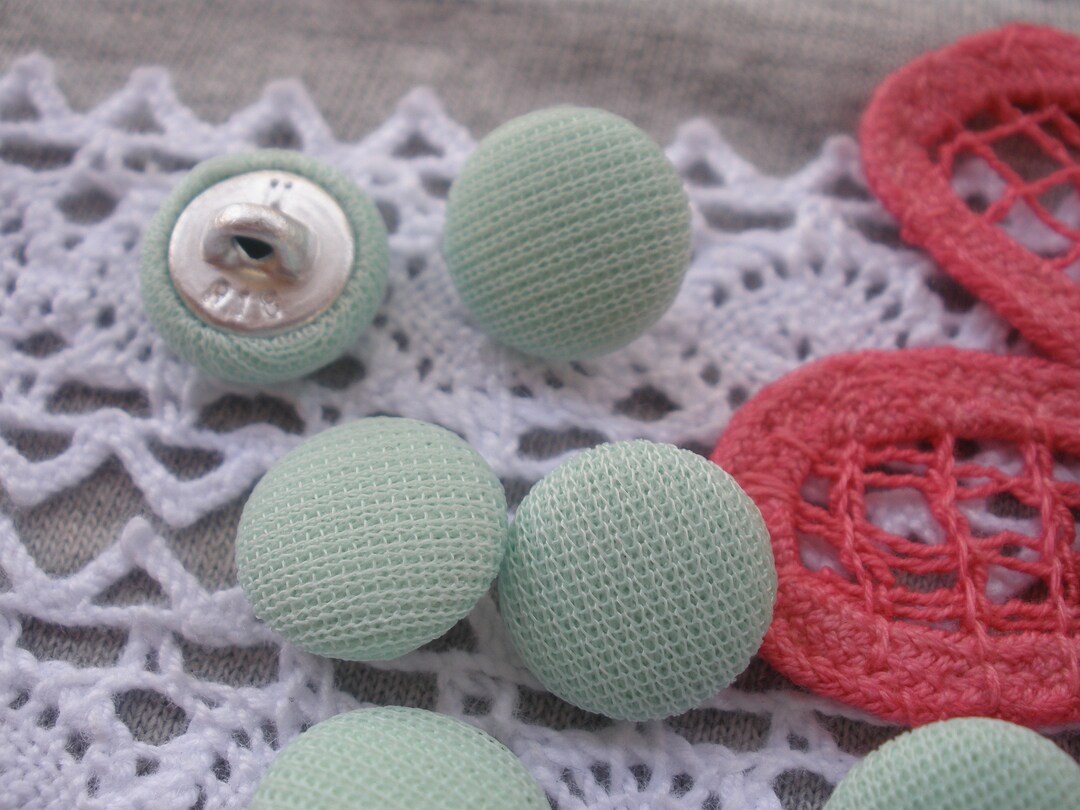 11MM Mint Green Knit Fabric Cover Buttons 10 Each 7/16" Cloth Covered ...