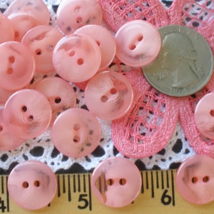 24 Cool Clear & Pink Buttons 5/8" (24L 15MM) Recessed 2 Hole Plastic ...