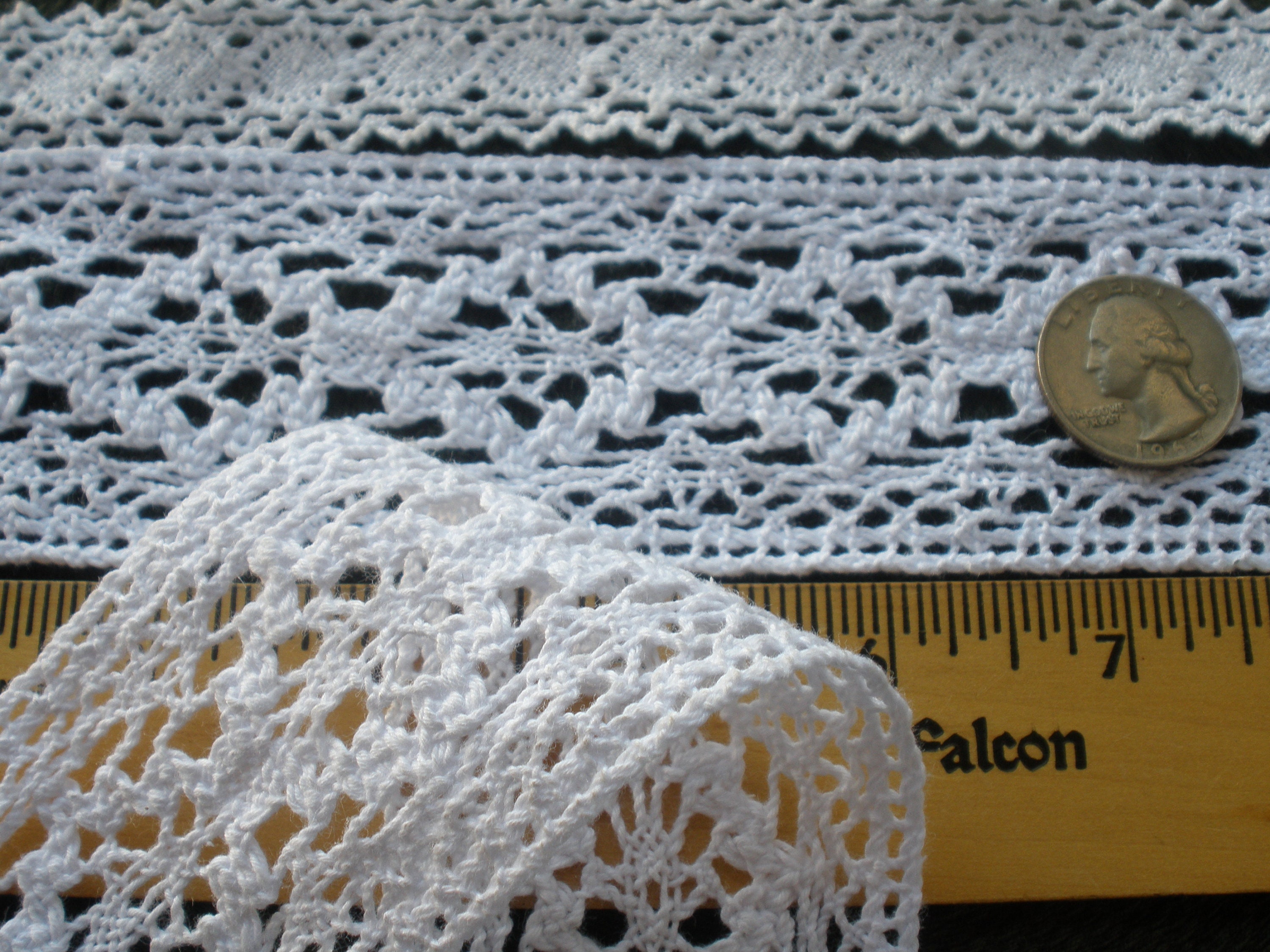 Bright White Crochet Cotton Lace trim 2 1/8 wide true | Etsy