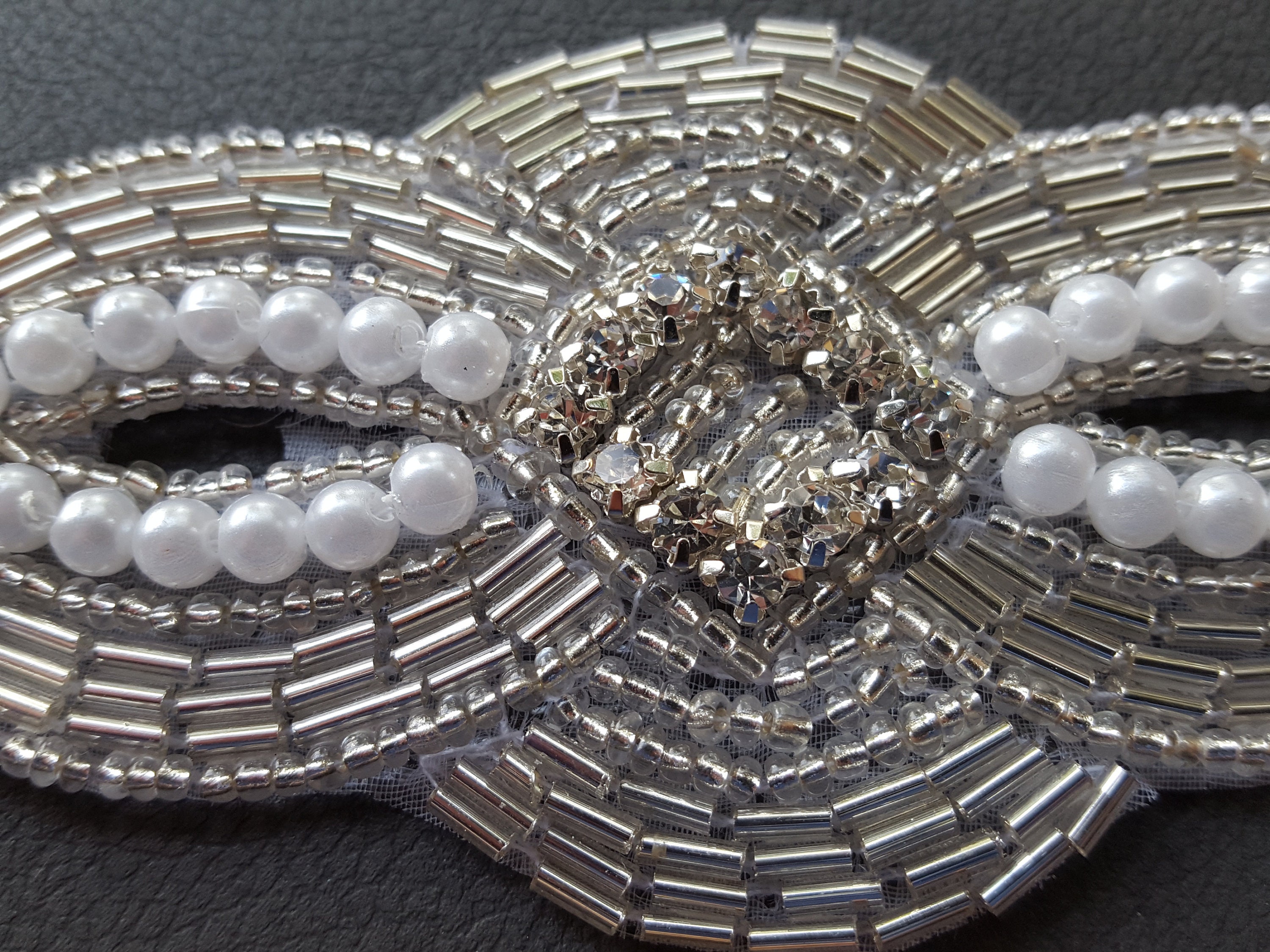 Beaded Applique Embellishments Clear Rhinestone & Faux Pearl | Etsy