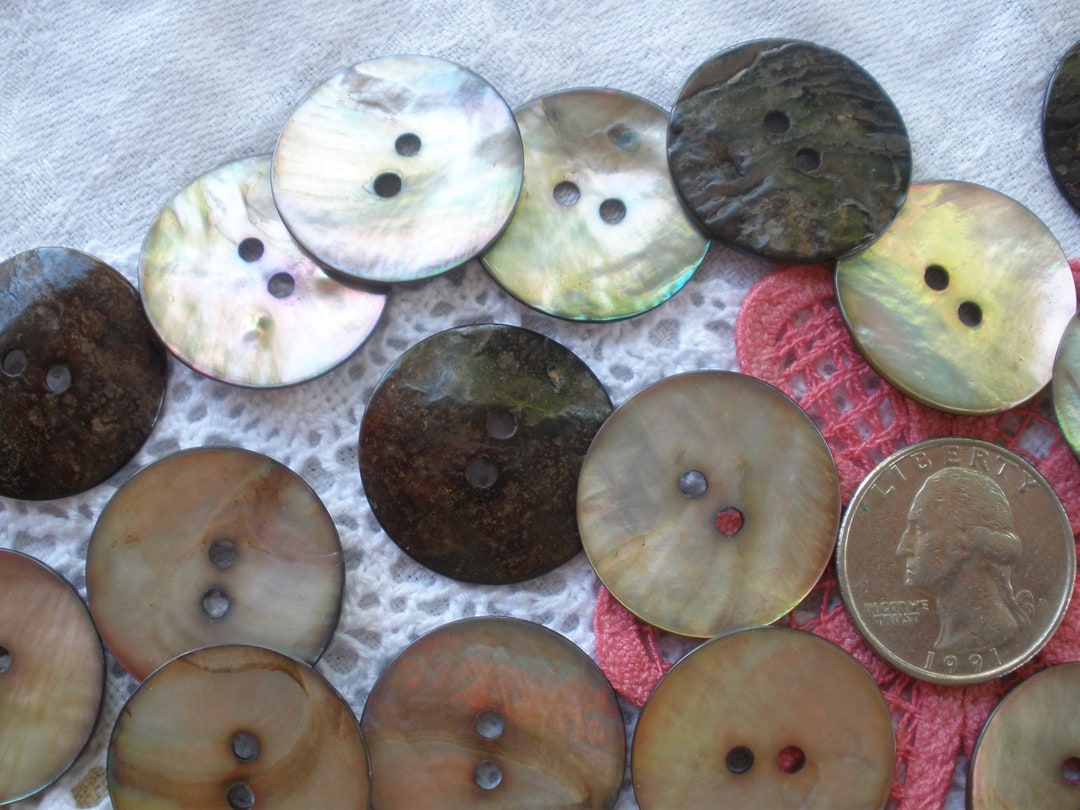 25MM Rainbow Brown Smoke MOP Shell Buttons 40L 1 Inch Agoya 2 Hole Sew ...