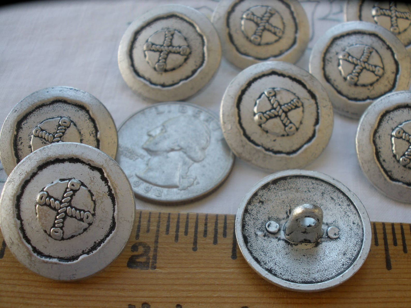 Industrial Pewter Color Metal Shank Buttons Faux Stitch X | Etsy